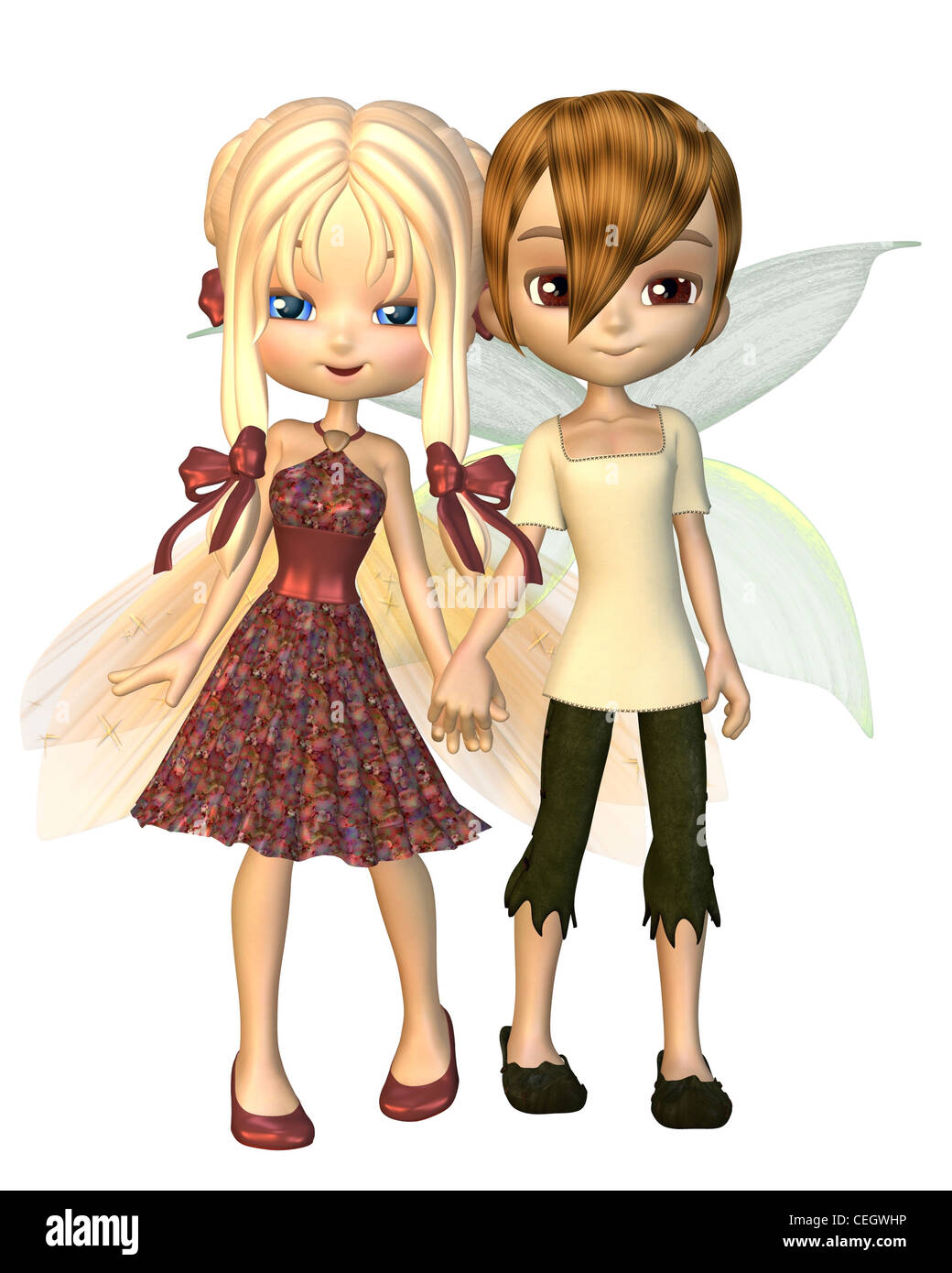 Cute Toon Fairy Friends Holding Hands Stock Photo - Alamy