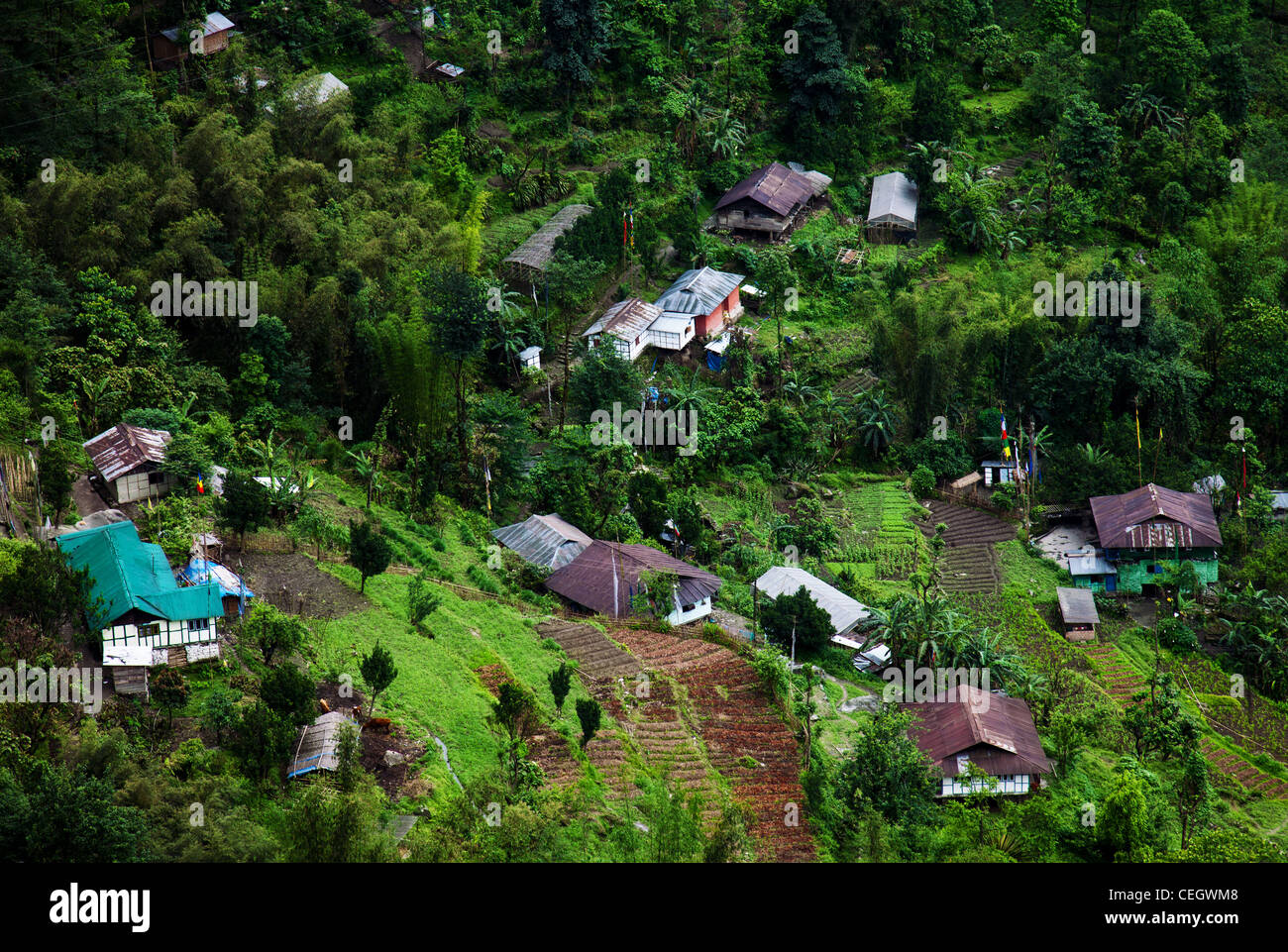 Houses in Northern Sikkim, India Stock Photo - Alamy