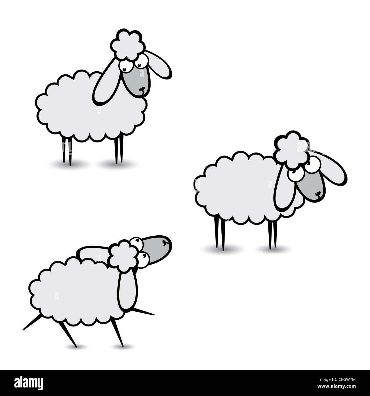 Three abstract gray sheep. Part Two. Illustration on white background ...