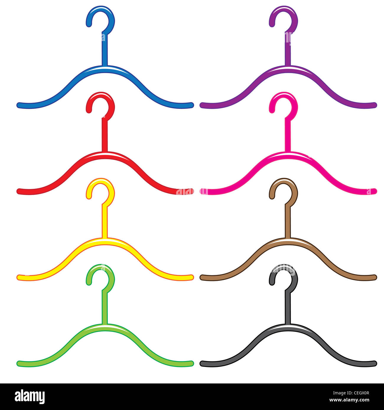 Set of colorful hangers. Illustration on white background Stock Photo ...