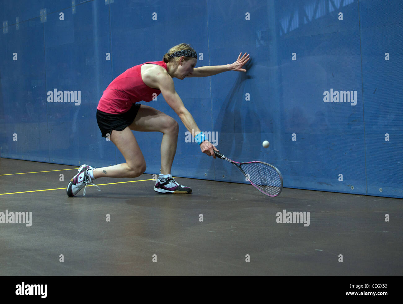 alison waters in action in the final of the national squash ...