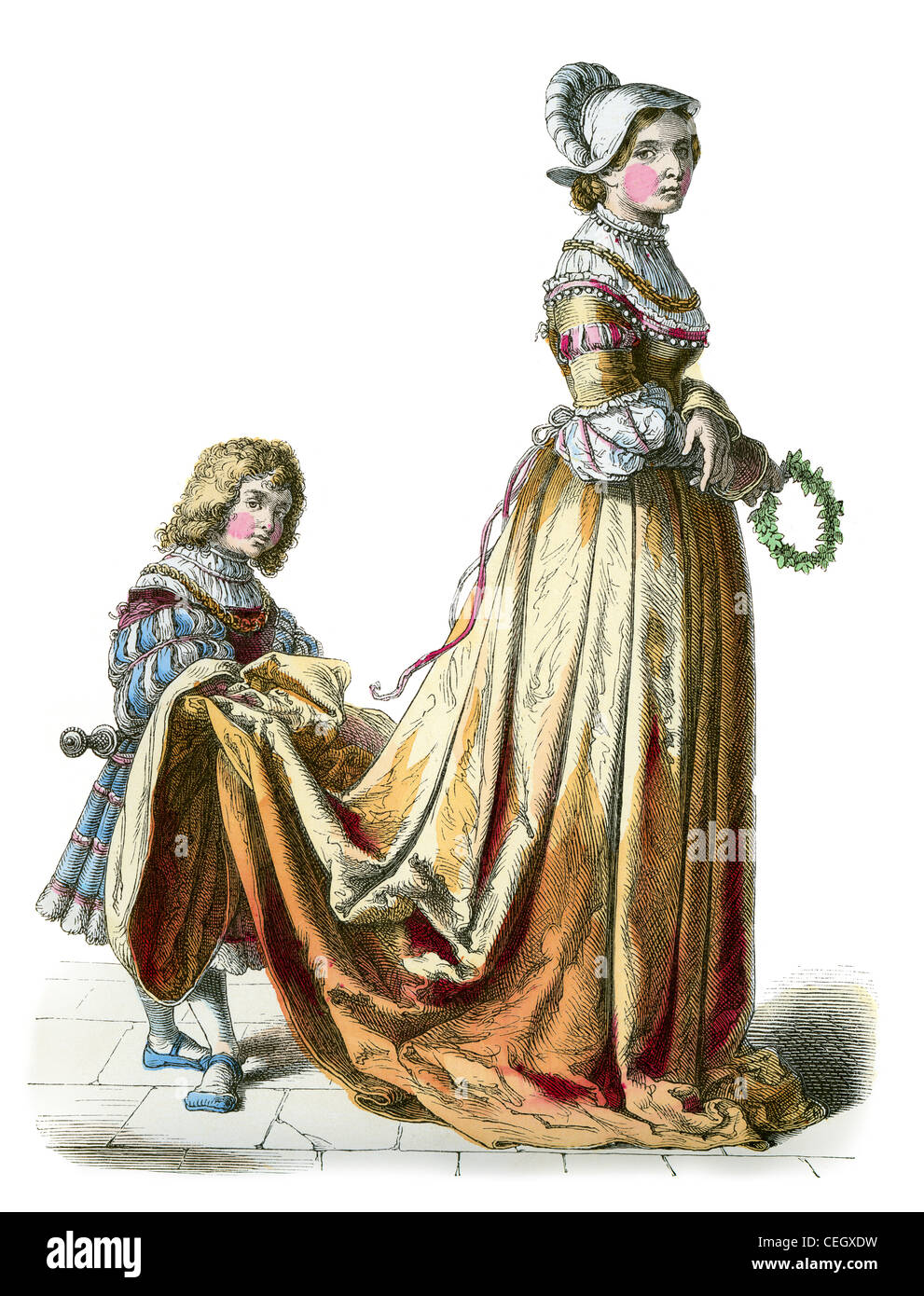 A French noblewoman and page boy from the 16th century Stock Photo - Alamy