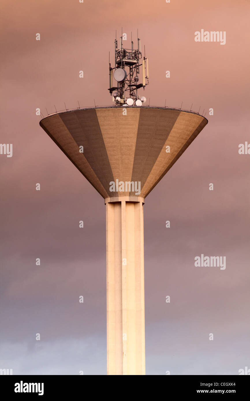 Modern water tank tower with communications antennas Stock Photo - Alamy