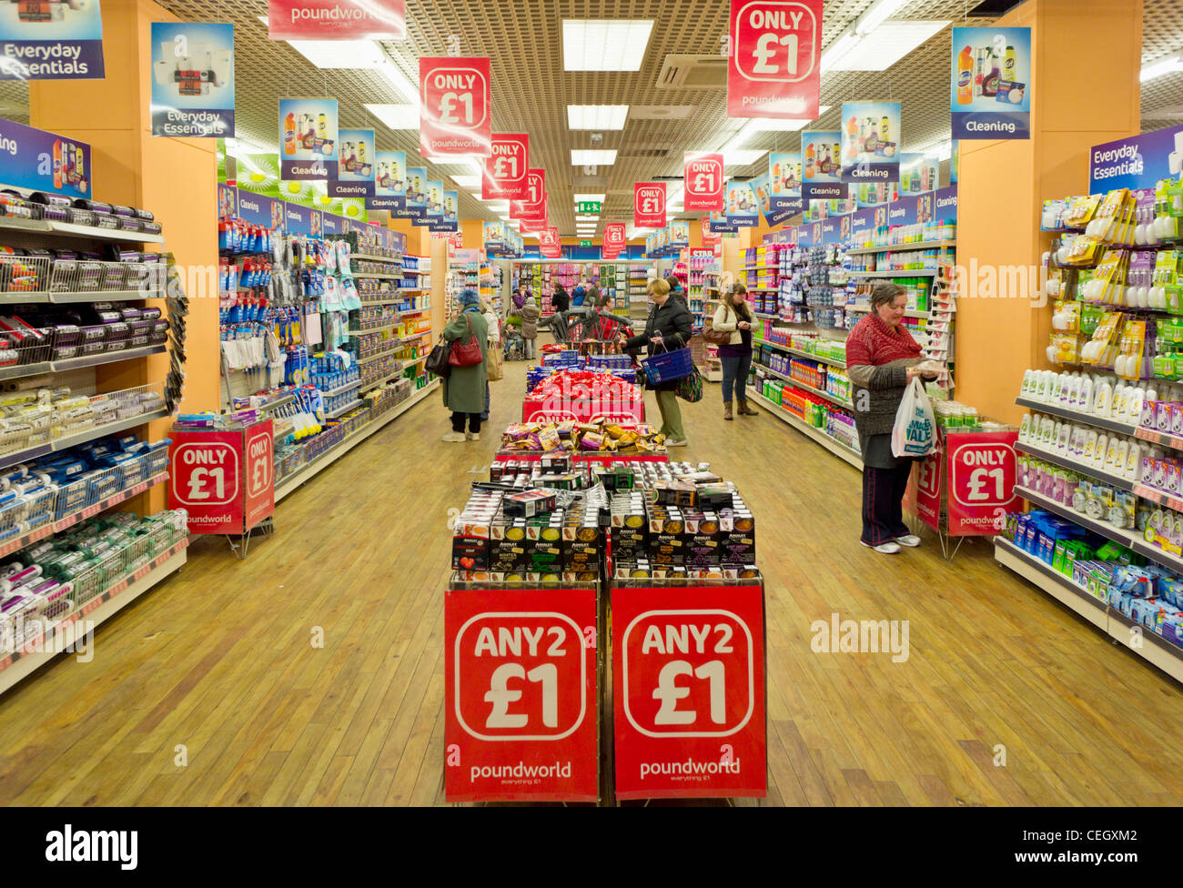Pound signs in Poundworld store shop interior Stock Photo - Alamy