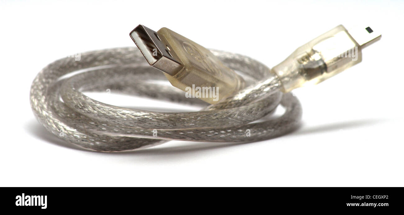 Closeup image of white USB cable with the white background Stock Photo ...