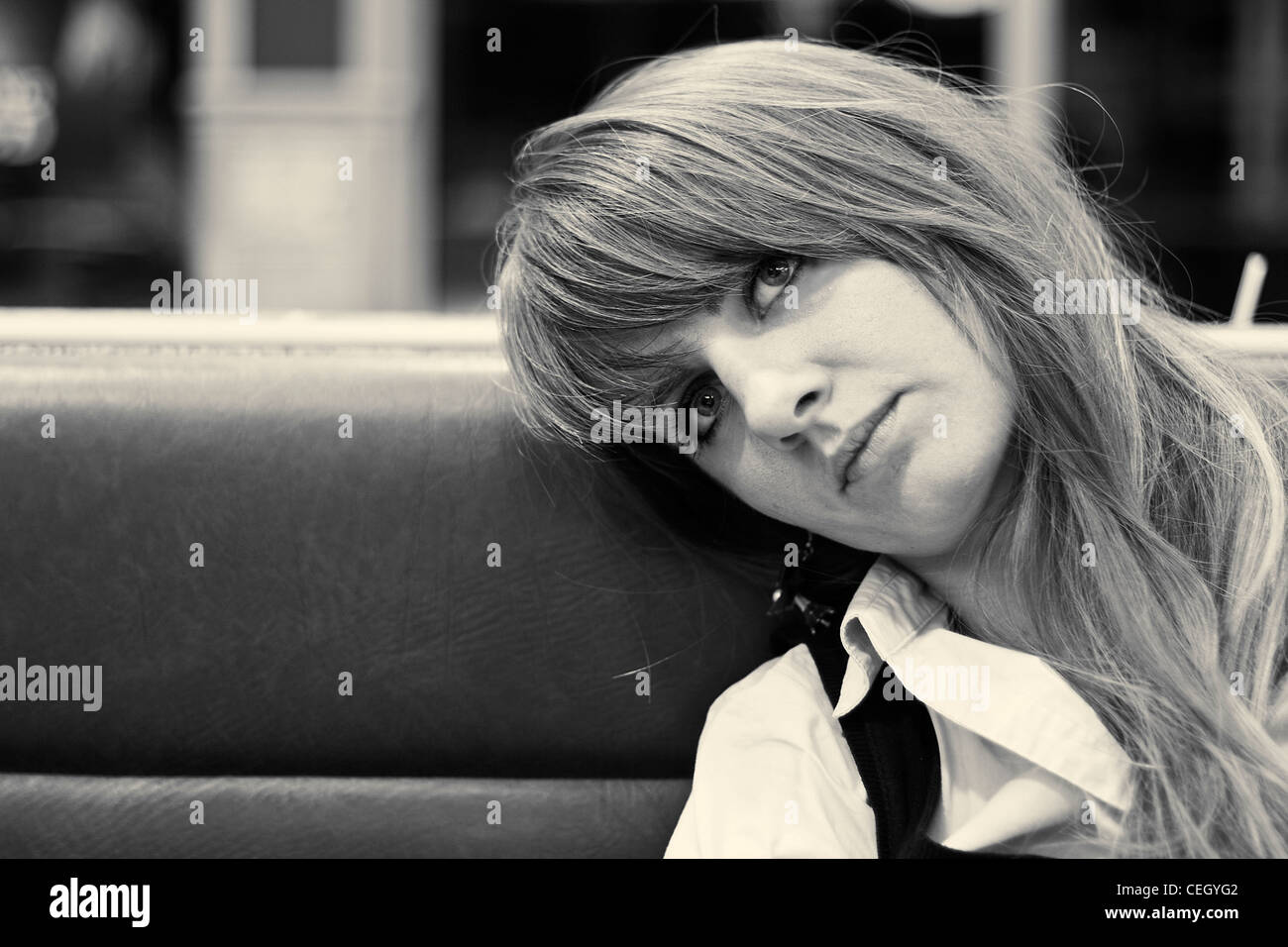 Tired woman after work Stock Photo - Alamy