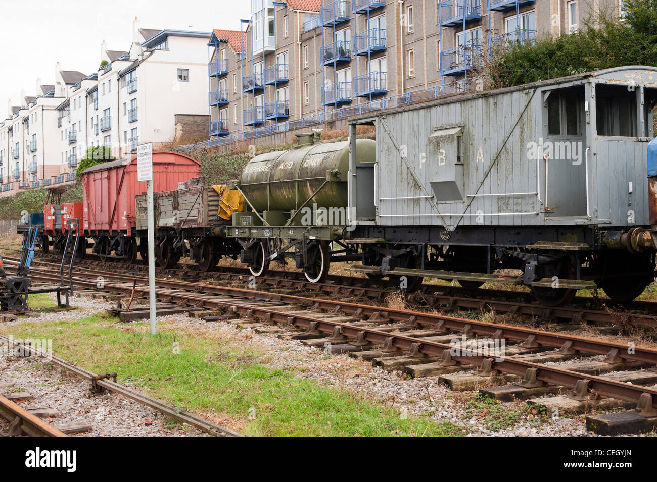 Railway tracks and old freight carriages Stock Photo - Alamy