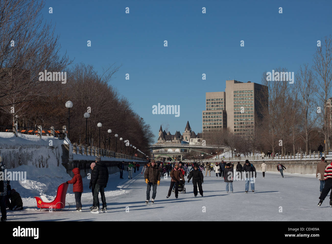 Outdoor winter skating in Canada Stock Photo - Alamy