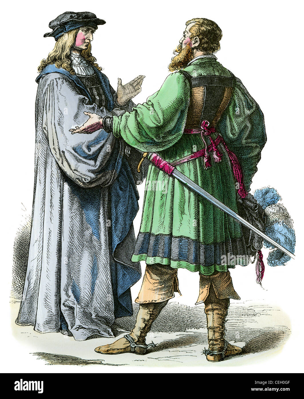 A German knight and magistrate from the 16th century in traditional ...