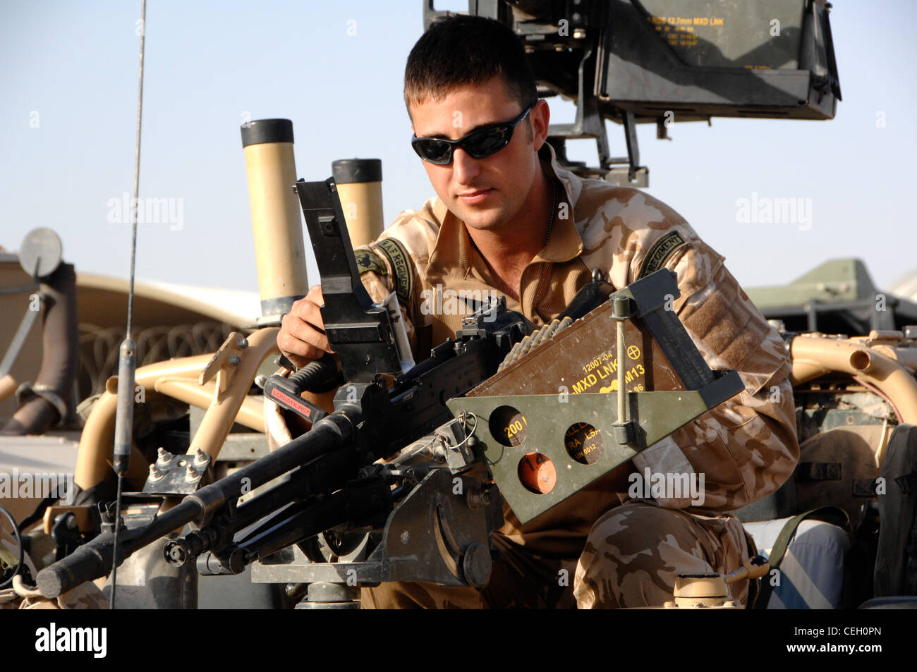 British Airmen of the RAF (Royal Air Force) Regiment performs equipment ...