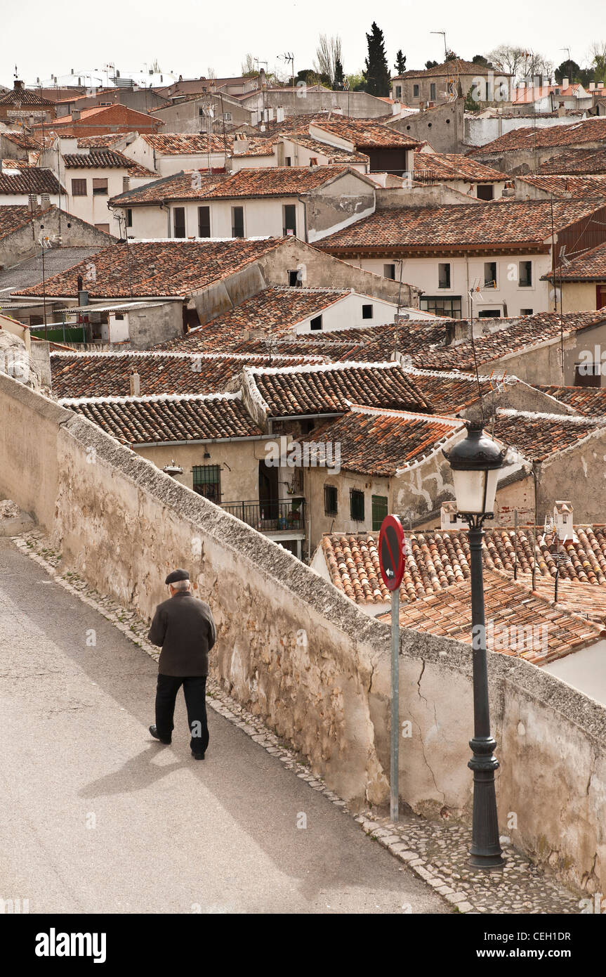 Looking down on the tiled rooftops of the little town Chinchon, New ...