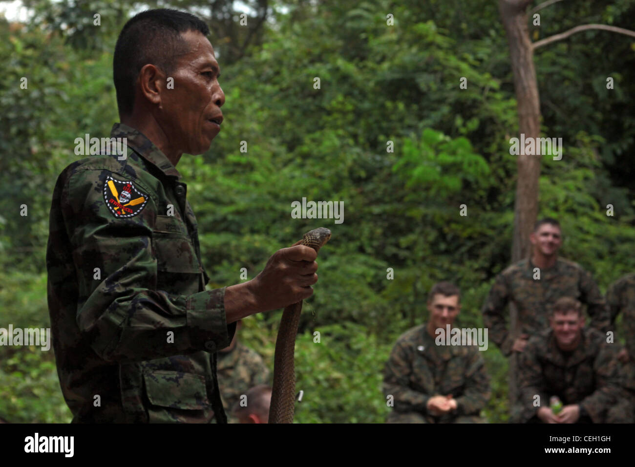 Royal Thai Marine Corps 2nd Lt. Pranom Yodrug instructs U.S. Marines ...