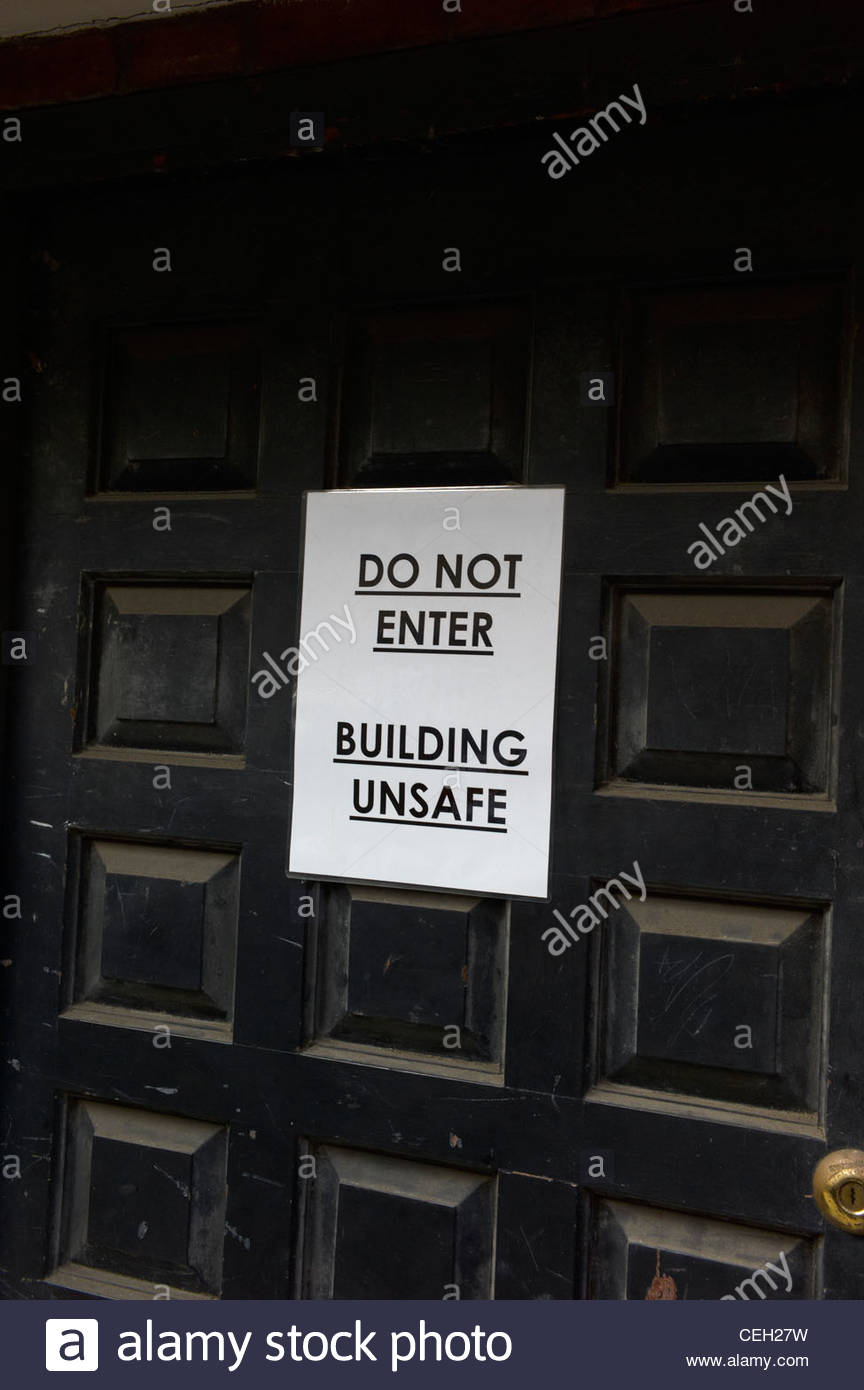 Warning Sign Unsafe Building High Resolution Stock Photography and ...