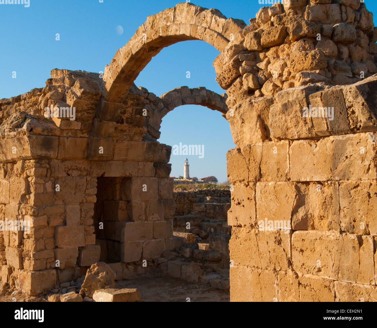 CY- NEA PAPHOS: Byzantine "Saranda Kolones" Castle Ruins at Paphos ...