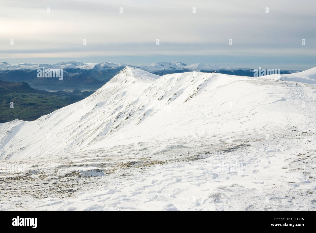 The summit ridge of Blencathra in winter Stock Photo - Alamy