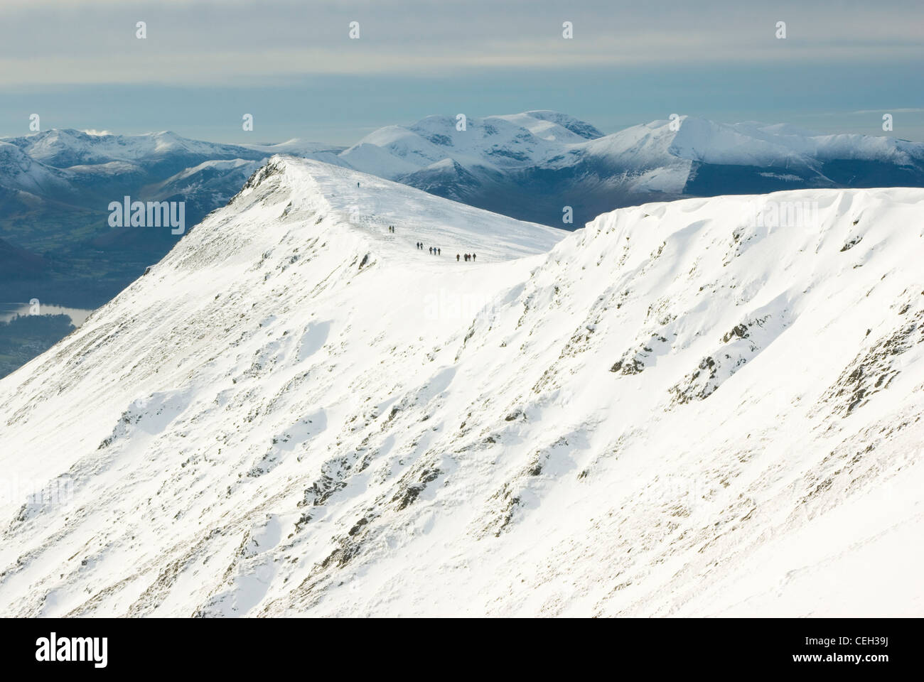 The summit ridge of Blencathra in winter Stock Photo - Alamy