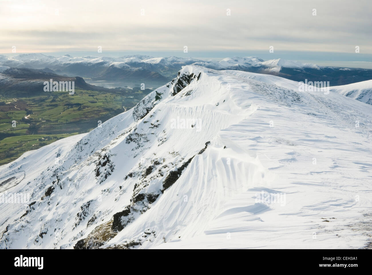 A section of the summit ridge of Blencathra in winter Stock Photo - Alamy