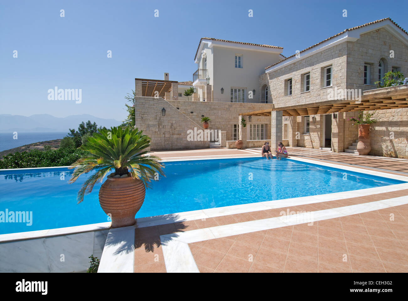 Luxury villa and exclusive private infinity pool overlooking Crete and ...