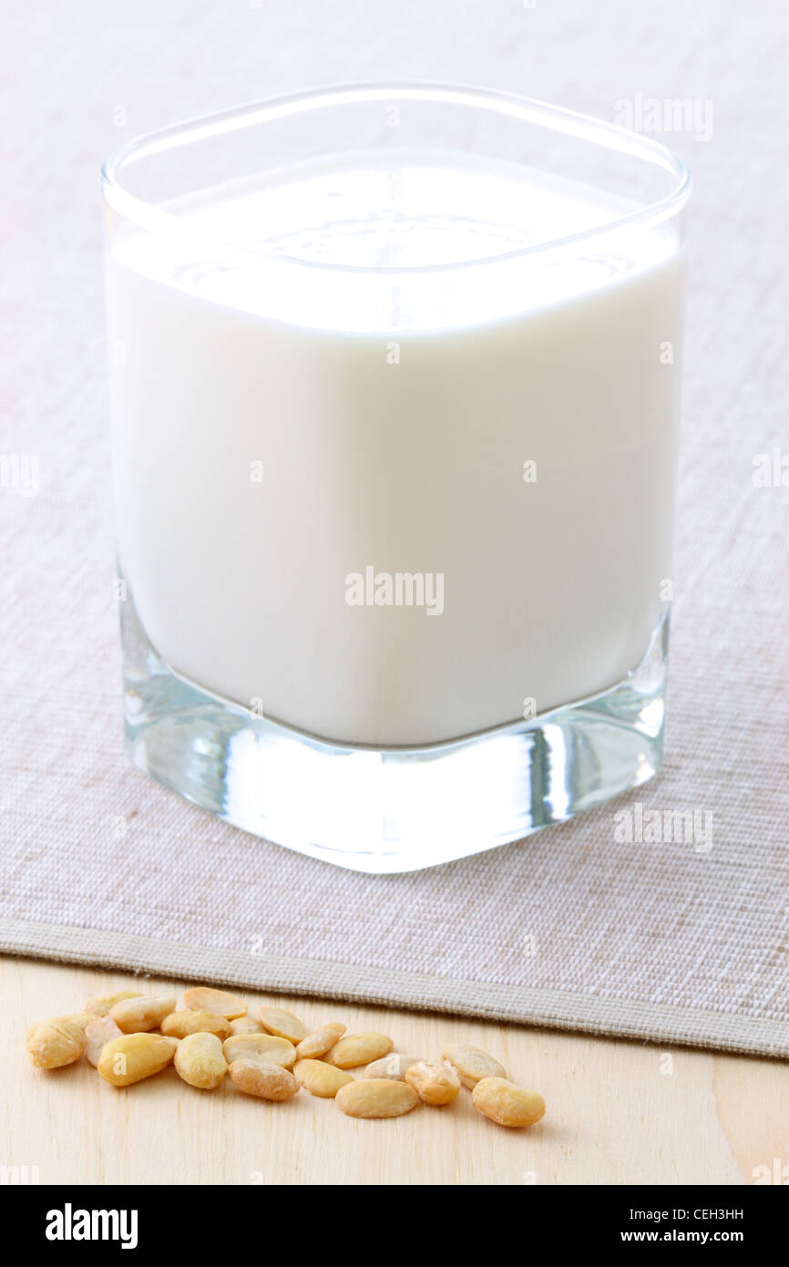 fresh and healthy glass of soy milk made with organic soybeans Stock ...