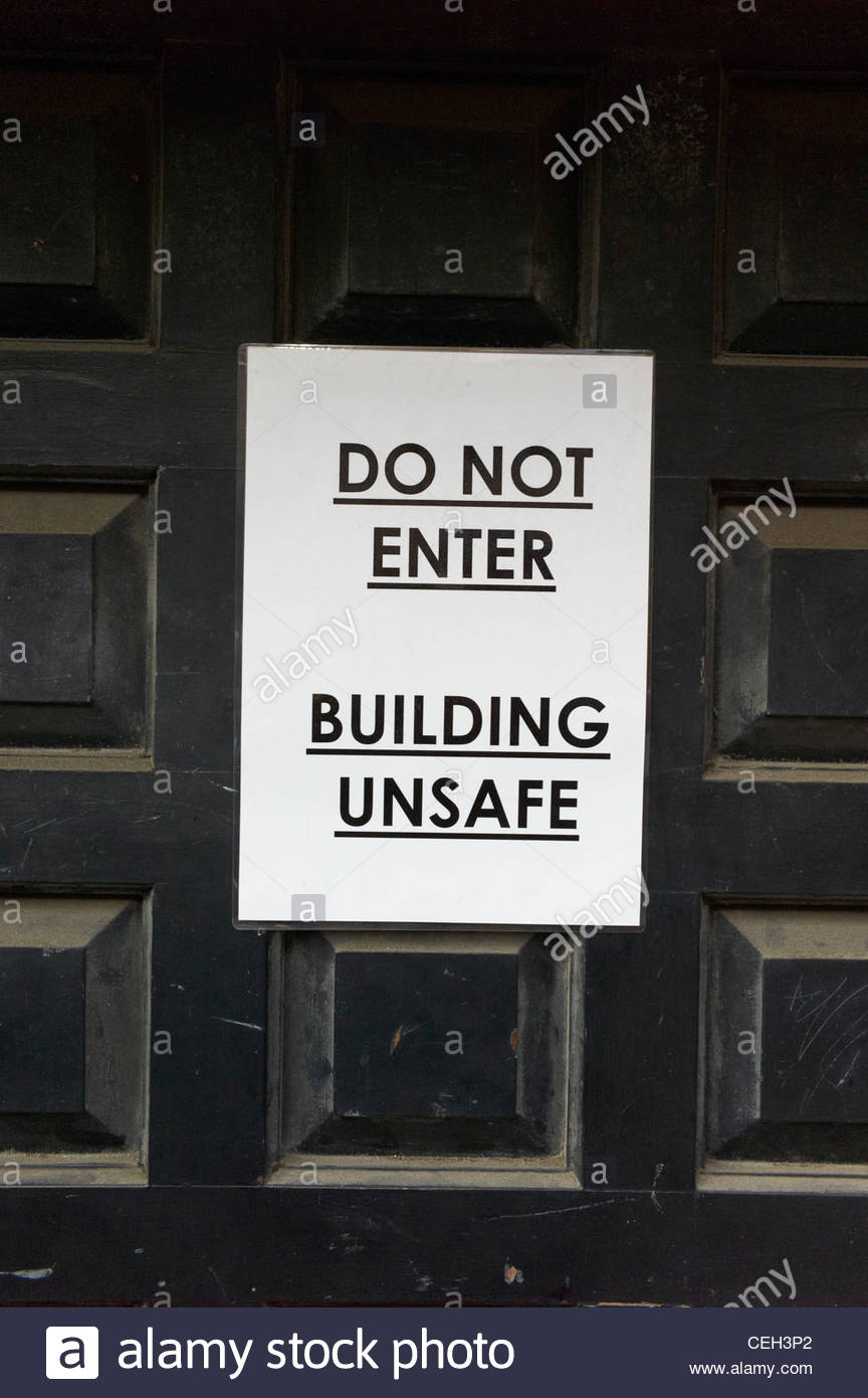 Warning Sign Unsafe Building High Resolution Stock Photography and ...