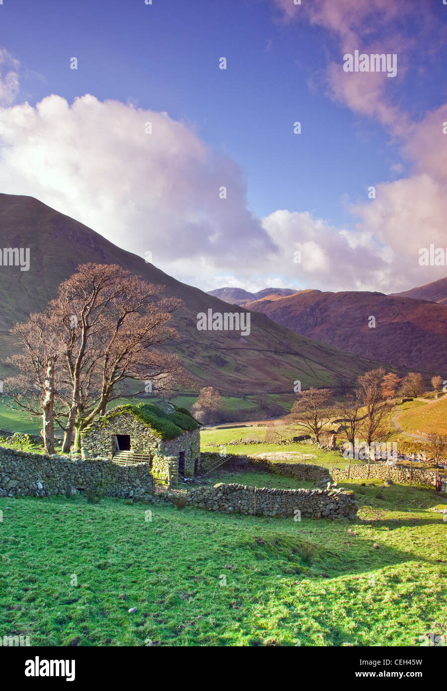 Derelict stone barn, on path down from Hayswater approaching Hartsop ...