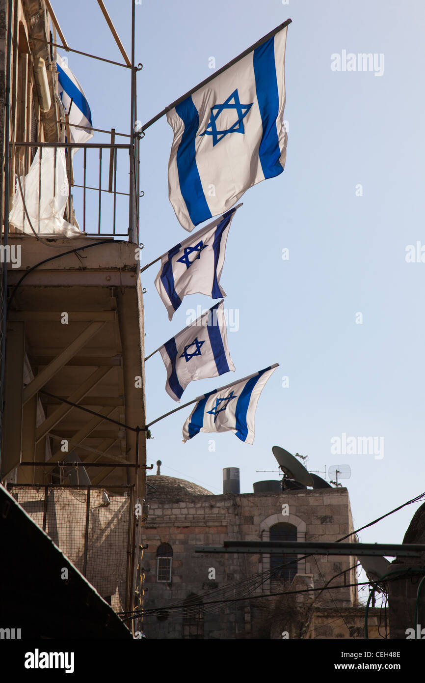 Israeli flags over the Old City of Jerusalem Stock Photo - Alamy