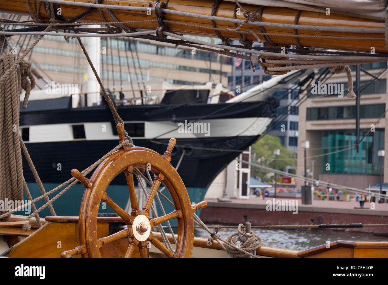 Maryland, Baltimore. Baltimore Inner Harbor, USS Constellation, the ...