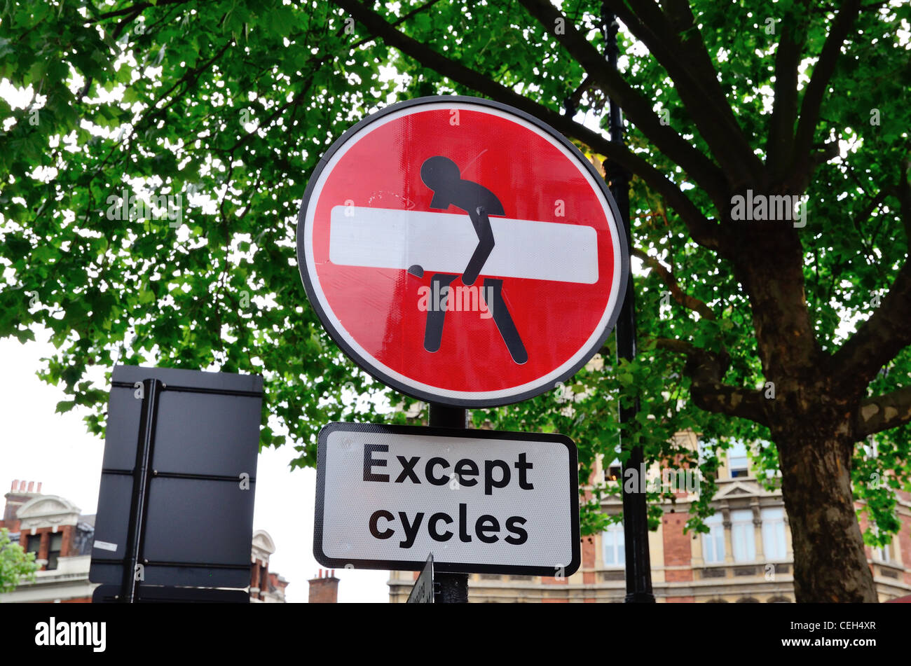 humorous alteration to no entry sign Stock Photo - Alamy
