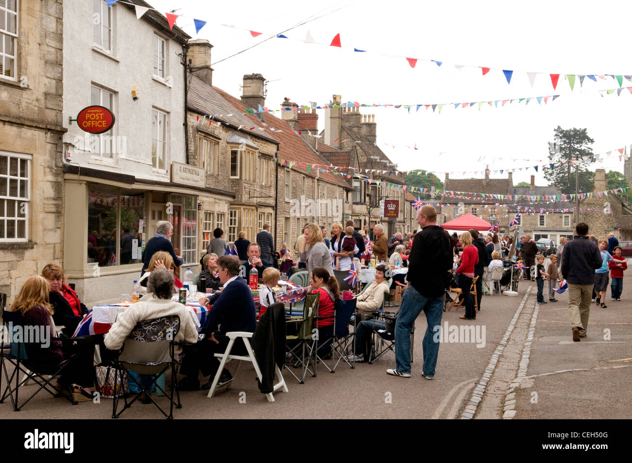 People celebrating at a traditonal English Street Party Stock Photo - Alamy
