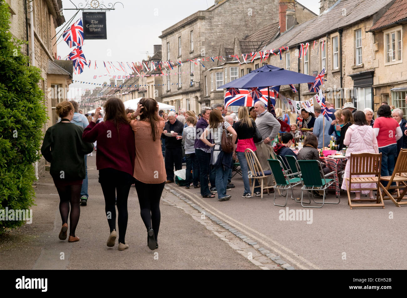 People celebrating at a traditonal English Street Party Stock Photo - Alamy