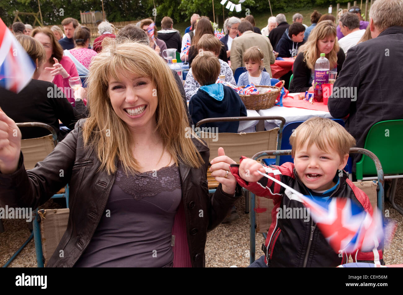 People celebrating at a traditonal English Street Party Stock Photo - Alamy