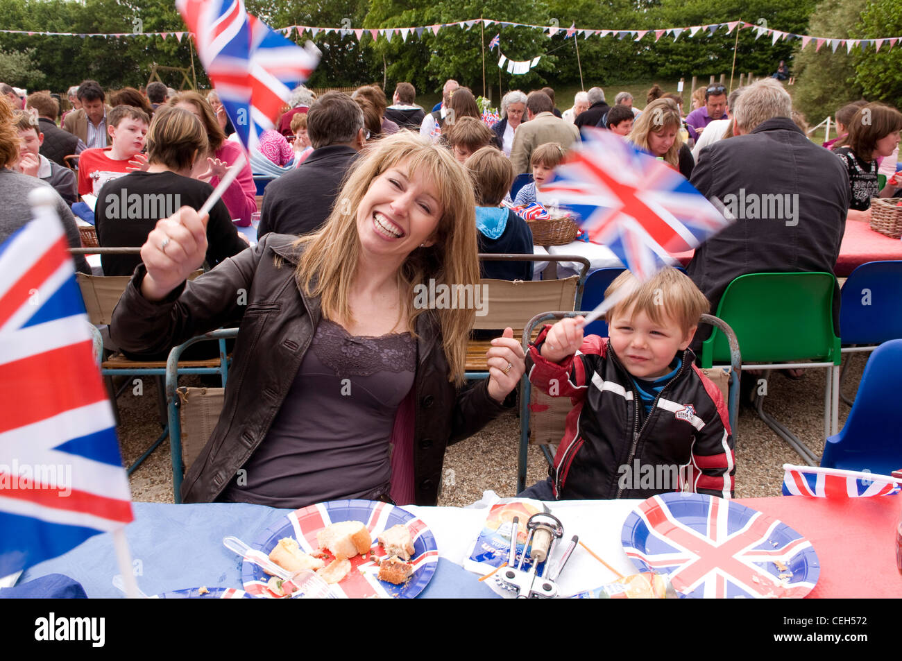 People celebrating at a traditonal English Street Party Stock Photo - Alamy