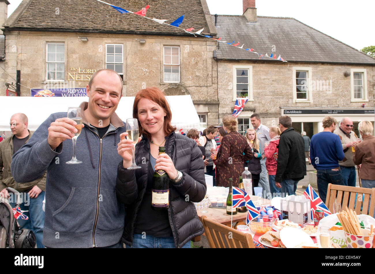 People celebrating at a traditonal English Street Party Stock Photo - Alamy