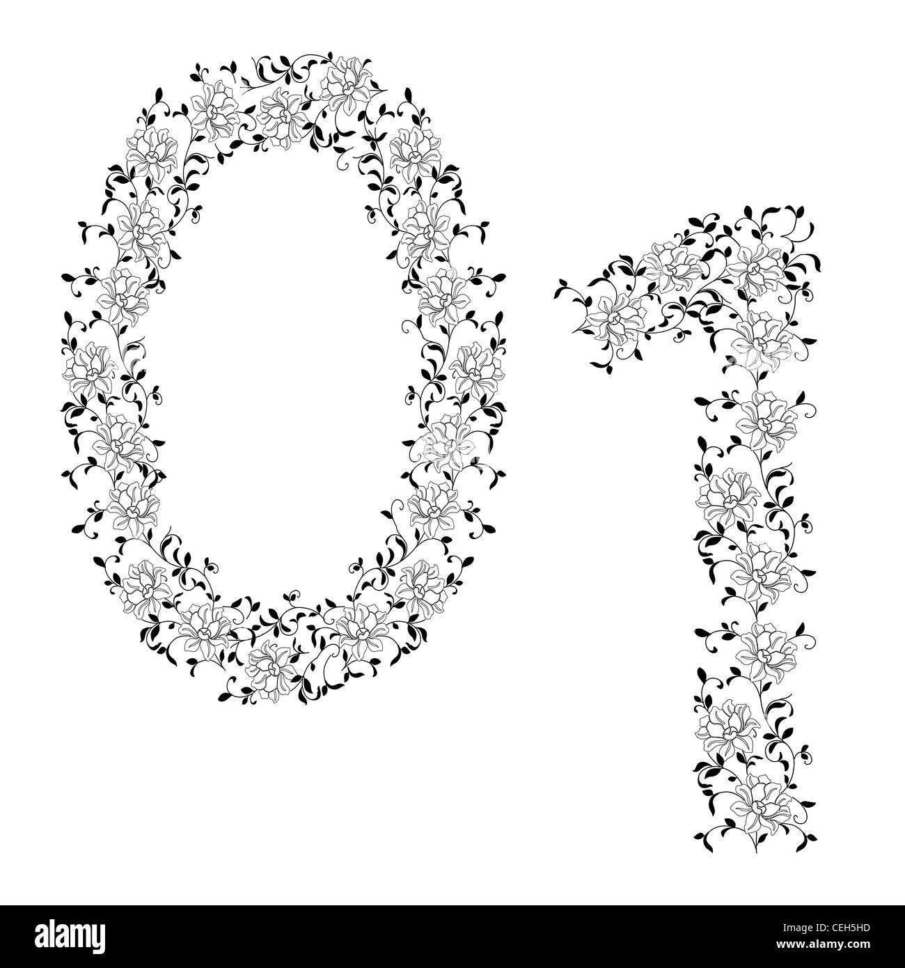 Hand drawing ornamental alphabet. Letter 01 Stock Photo - Alamy