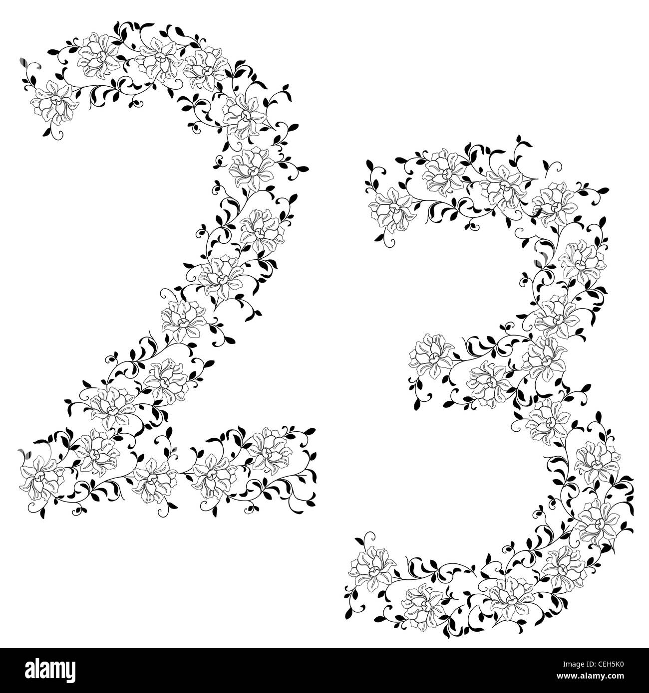 Hand drawing ornamental alphabet. Letter 23 Stock Photo - Alamy
