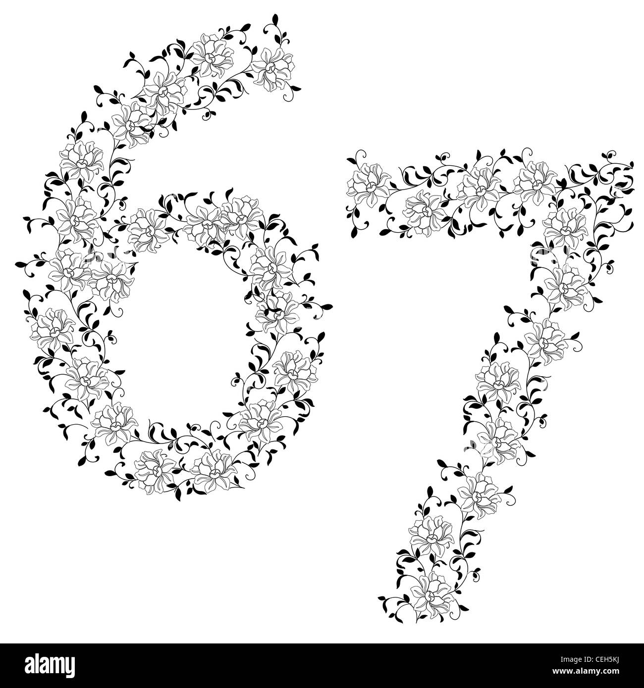 Hand drawing ornamental alphabet. Letter 67 Stock Photo - Alamy