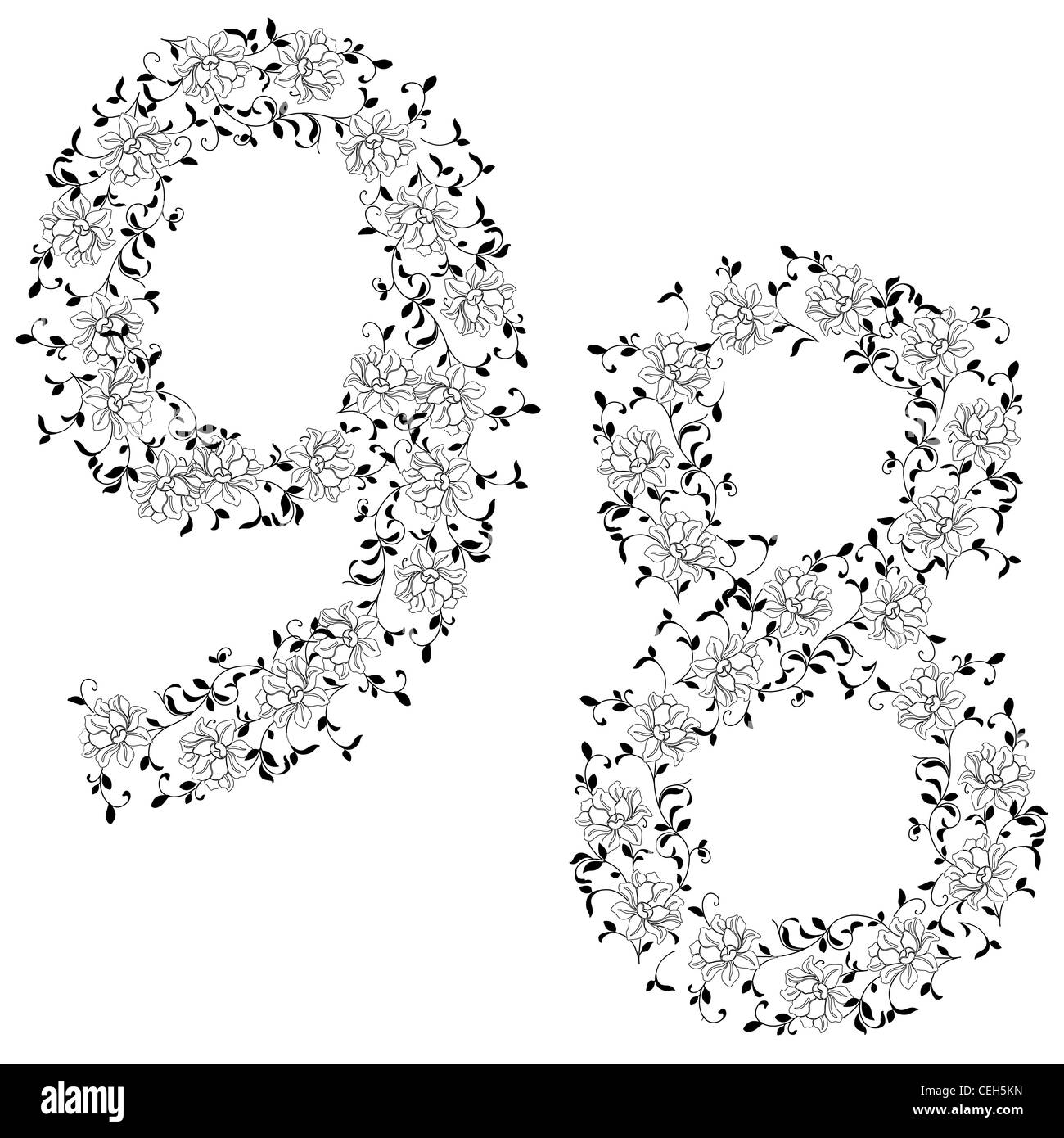 Hand drawing ornamental alphabet. Letter 89 Stock Photo - Alamy