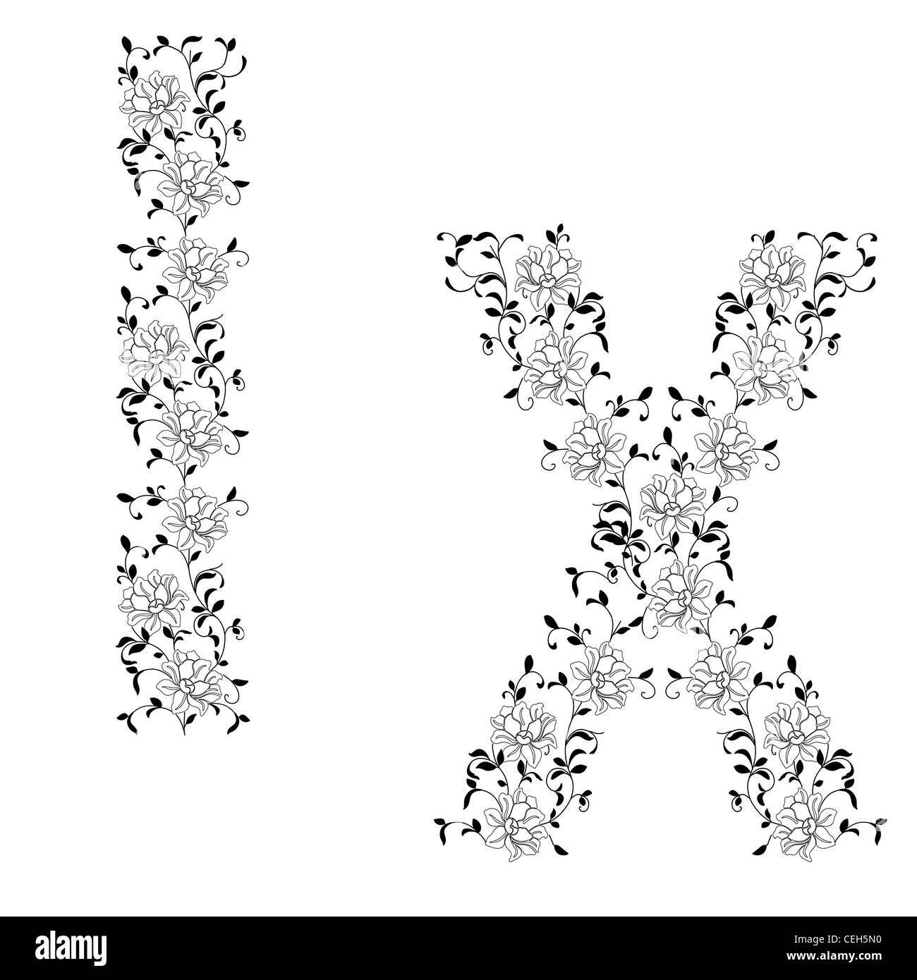 Hand drawing ornamental alphabet. Letter IX Stock Photo - Alamy