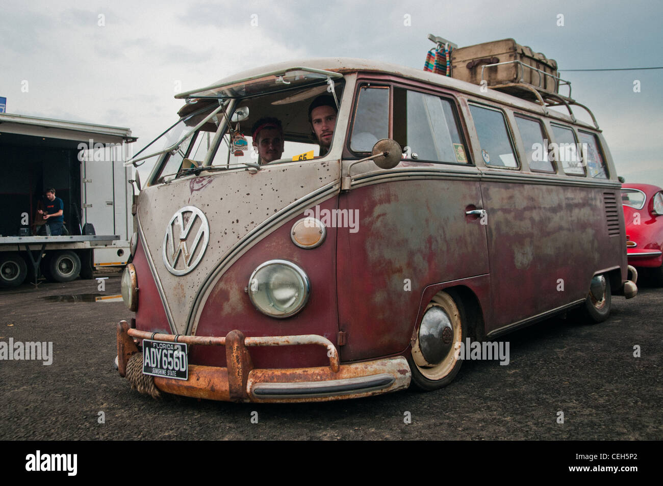 Men in VW Camper van Stock Photo - Alamy