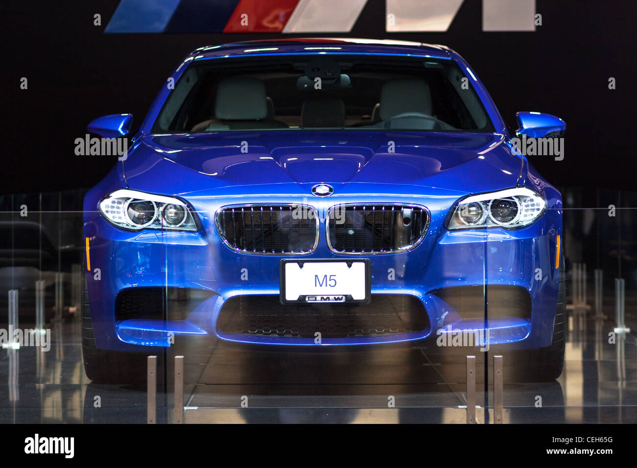 2012 BMW M5 sedan in Monte Carlo Blue shown at the 2012 Chicago Auto ...
