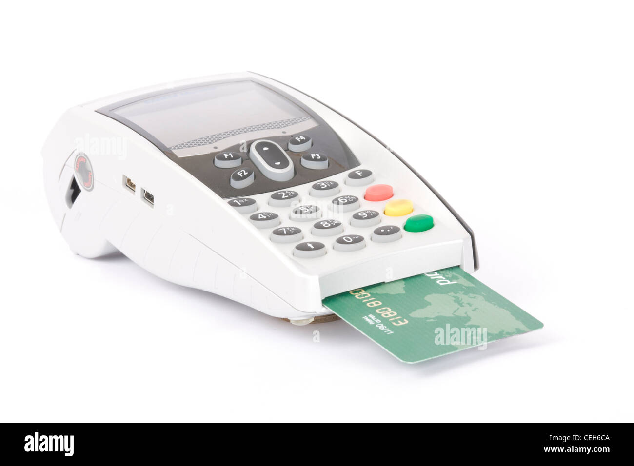 bank terminal and credit card isolated on white Stock Photo - Alamy