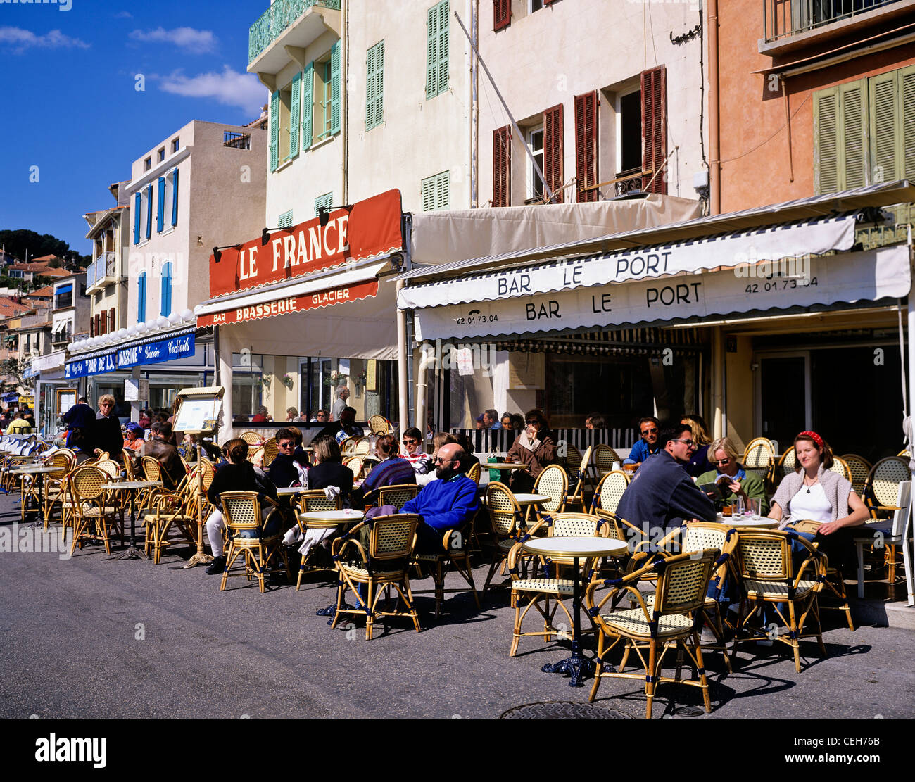 Cassis, Provence, People Sitting Outside the Bar le Port, France ...