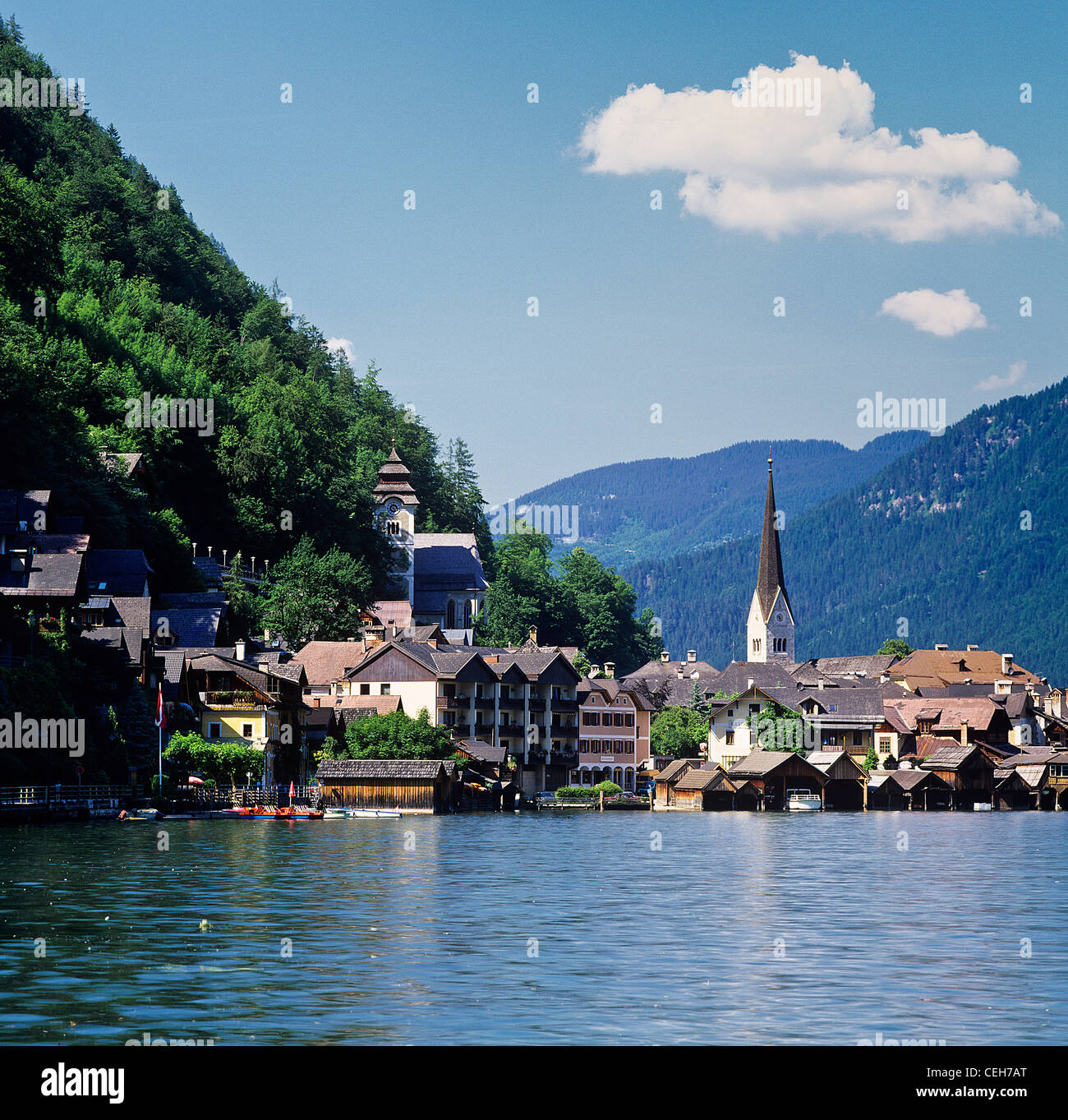 Hallstatt, Lake Hallstatt, Salzkammergut Region, Austria Stock Photo ...
