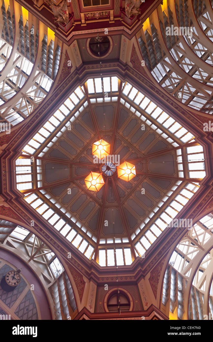 The Victorian glass roof at Leadenhall Market, London, England Stock ...