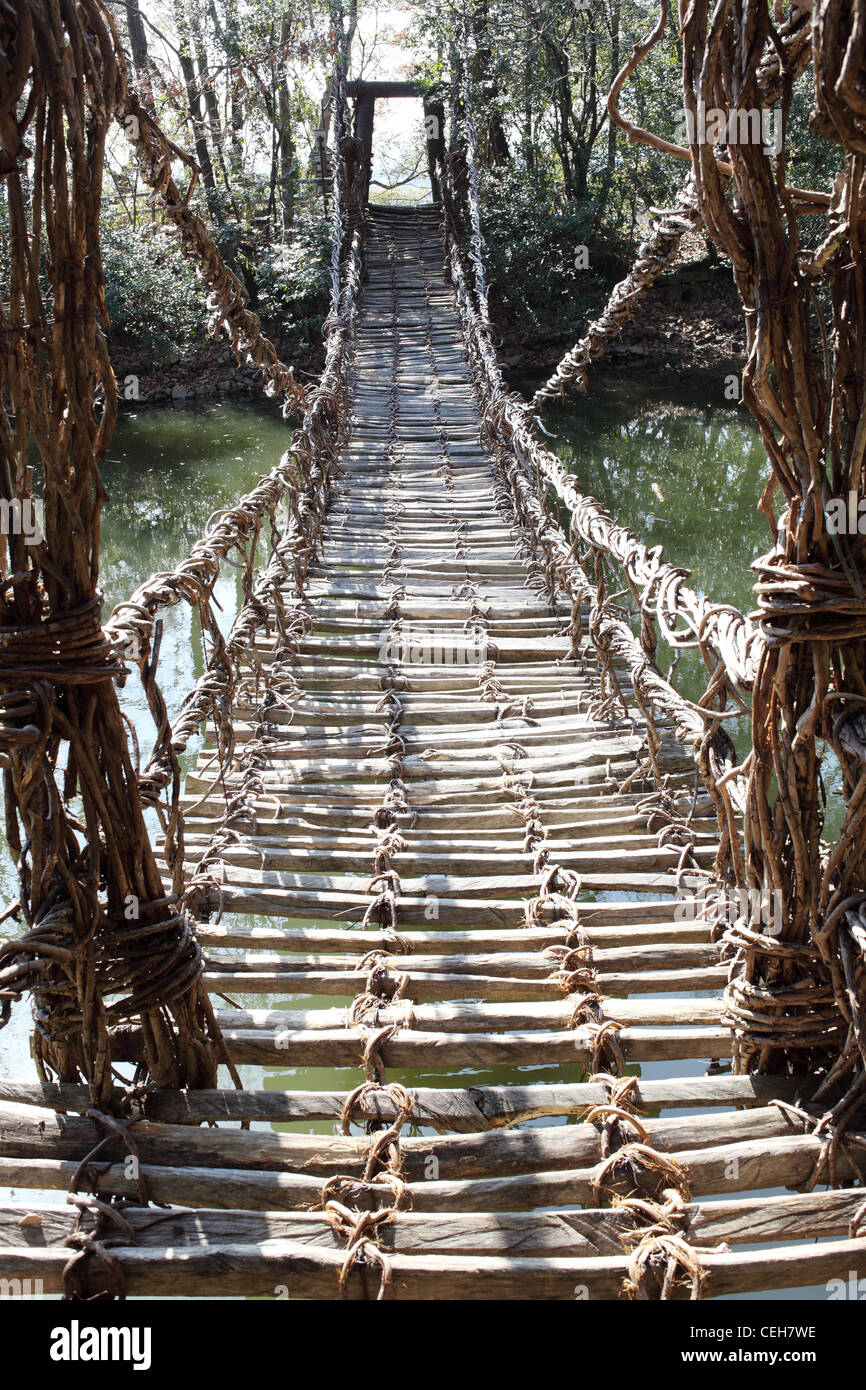 Japanese old suspension bridge Stock Photo - Alamy