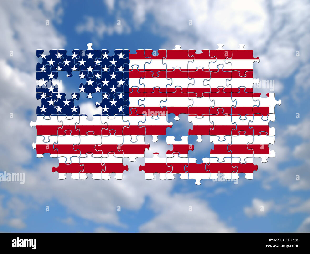 Jigsaw pieces filled with USA flag over sky background Stock Photo - Alamy Jigsaw pieces filled with USA flag over sky background Stock Photo - Alamy