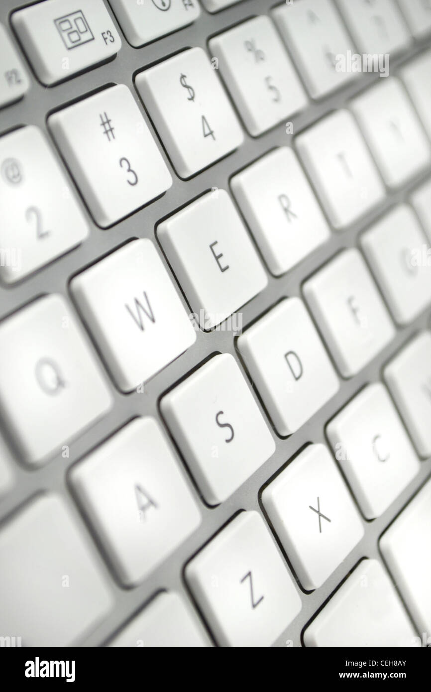 Close up of the keys on a bluetooth wireless Apple / Mac computer ...