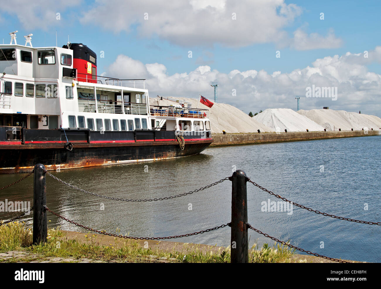 Mersey ferry moored in Birkenhead Docks when not in use Stock Photo - Alamy