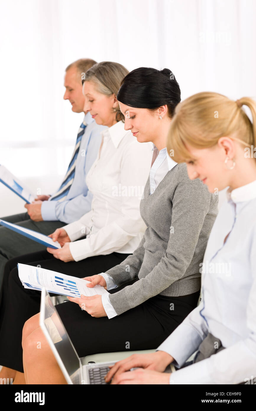 Interview applicants business people waiting study report Stock Photo ...