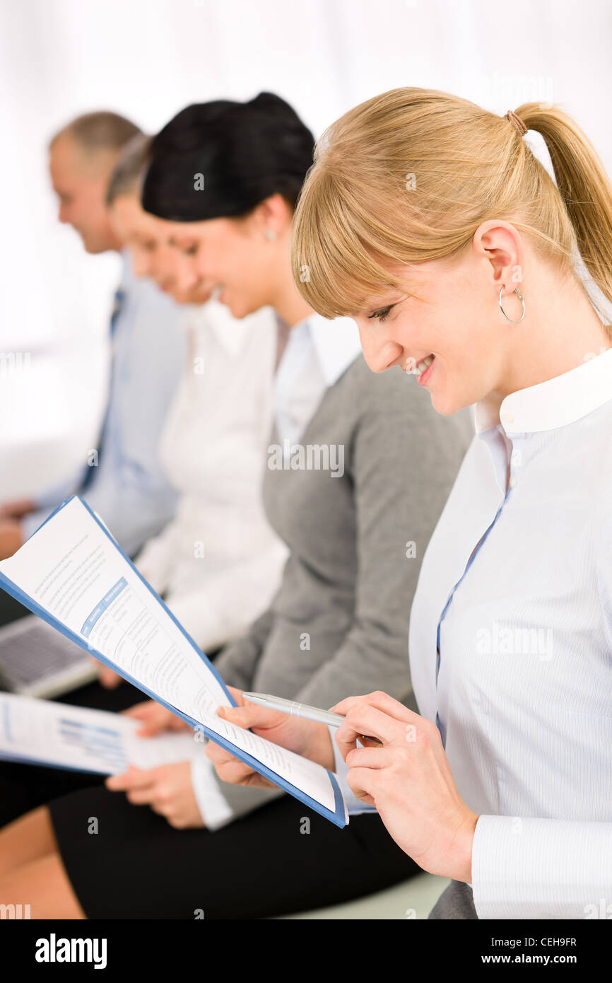 Interview applicants business people waiting study report Stock Photo ...